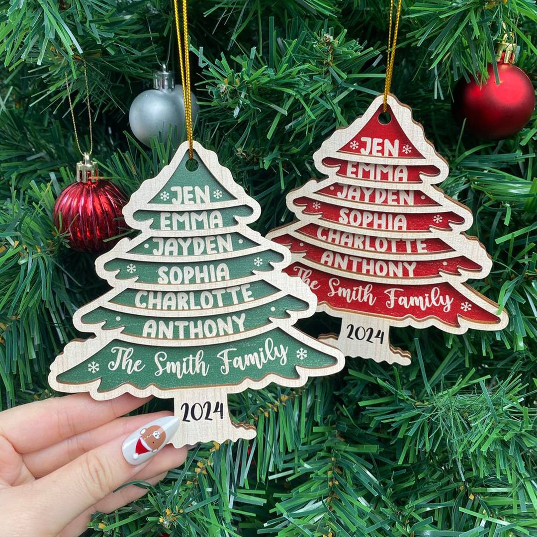 Personalized Family Tree Christmas Ornament, Custom Family Ornament ...
