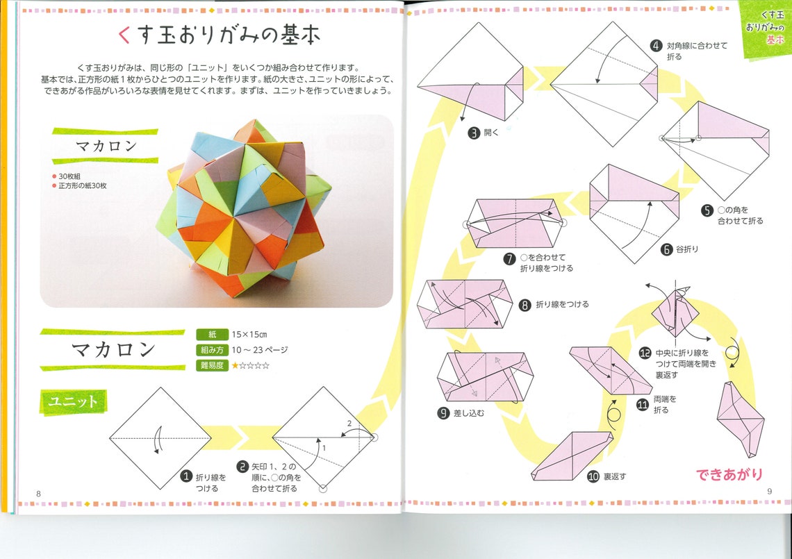 Origami: KUSUDAMA Ball Easy DIY Set Book Instruction | Etsy