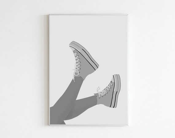 Black and White Converse Art Print Printable Decor Art - Etsy