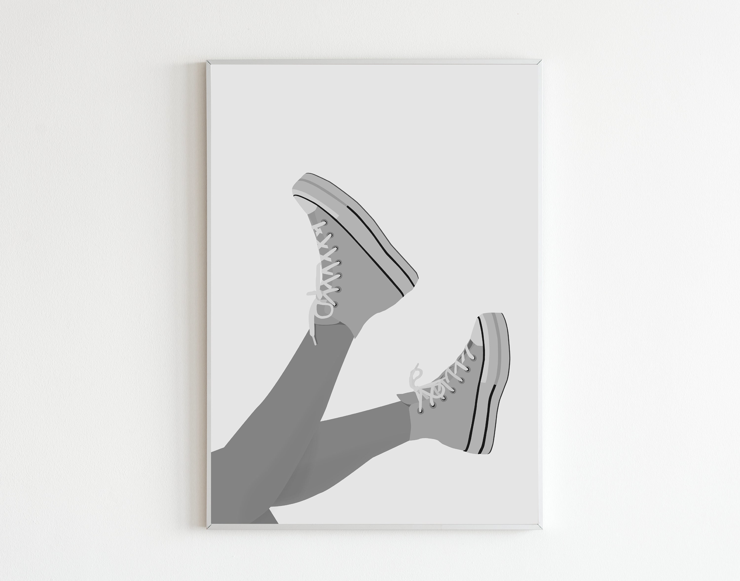 Black and White Converse Art Print, Printable Decor Art, Converse High ...