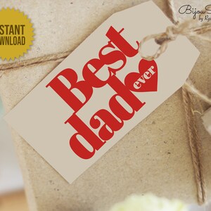 Best Dad Ever Gift Tag, Happy Fathers Day Gift Tag, 2x3.5 Printable ...