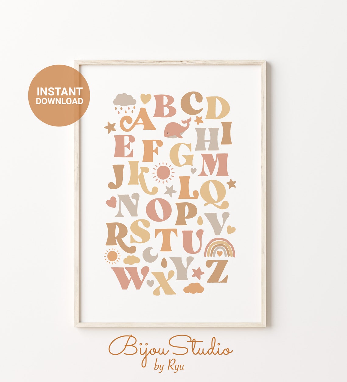 Set of 2 Alphabet and Numbers Boho Nursery Printable Wall Art - Etsy