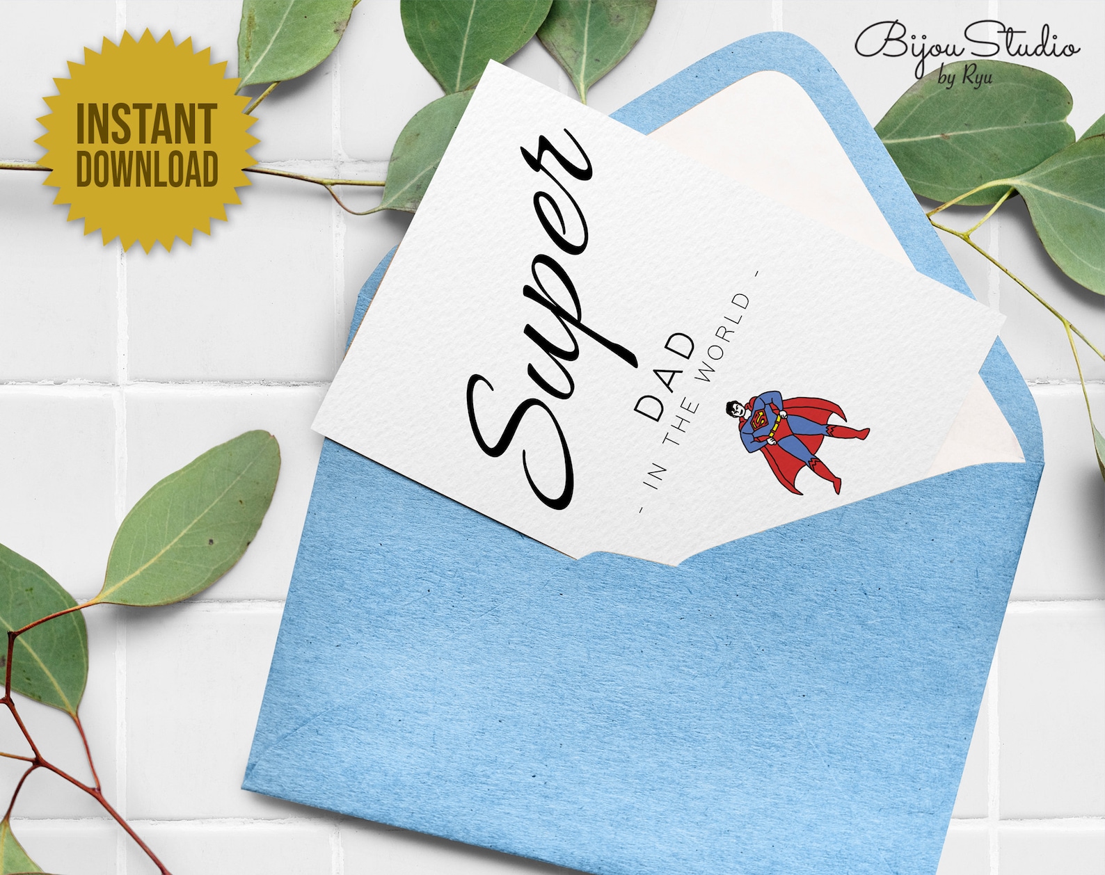 Printable Super Dad Card, Happy Fathers Day Downloadable Card, Card for ...