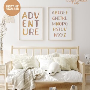 Set of 2 Alphabet Adventure Boho Nursery Printable Wall Art - Etsy