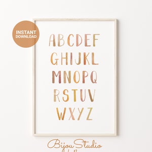 Alphabet Boho Nursery Printable Wall Art, ABC Gender Neutral Poster ...