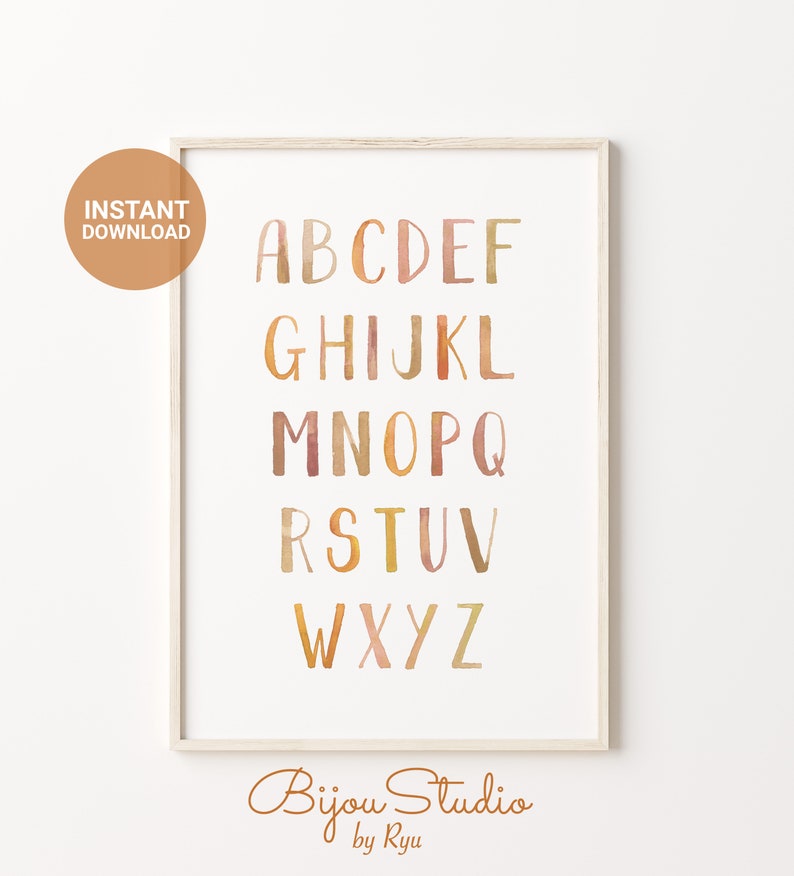 Alphabet Boho Nursery Printable Wall Art ABC Gender Neutral | Etsy