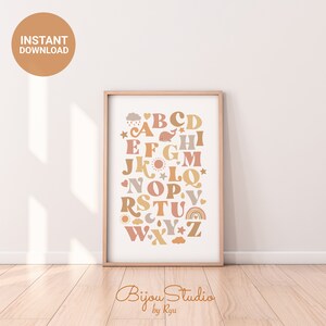 Alphabet Boho Nursery Printable Wall Art, ABC Gender Neutral Poster ...