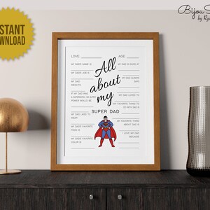 All About My Dad, Printable Fathers Day Gift From Kids, Questionnaire ...