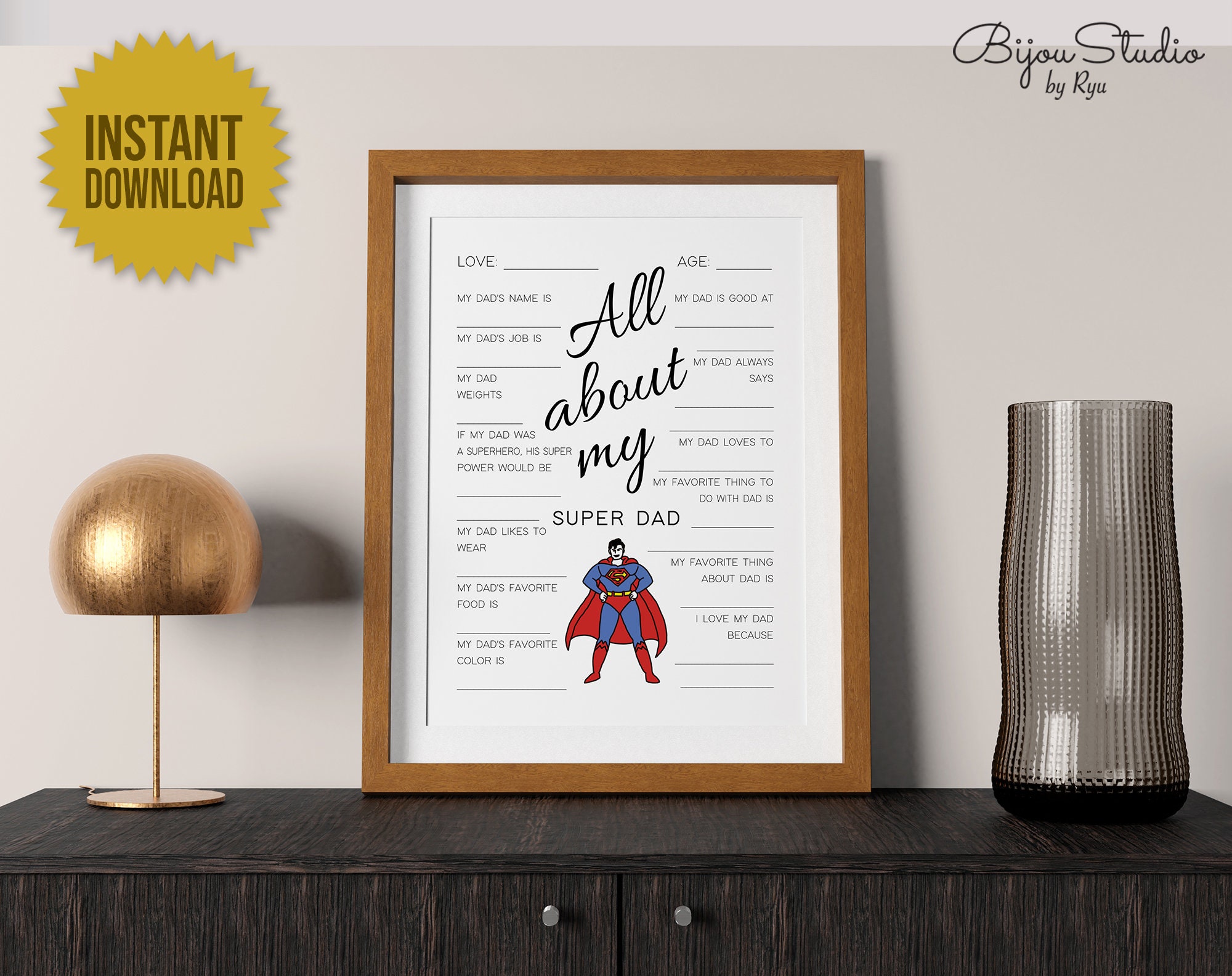 All About My Dad Printable Fathers Day Gift From Kids - Etsy