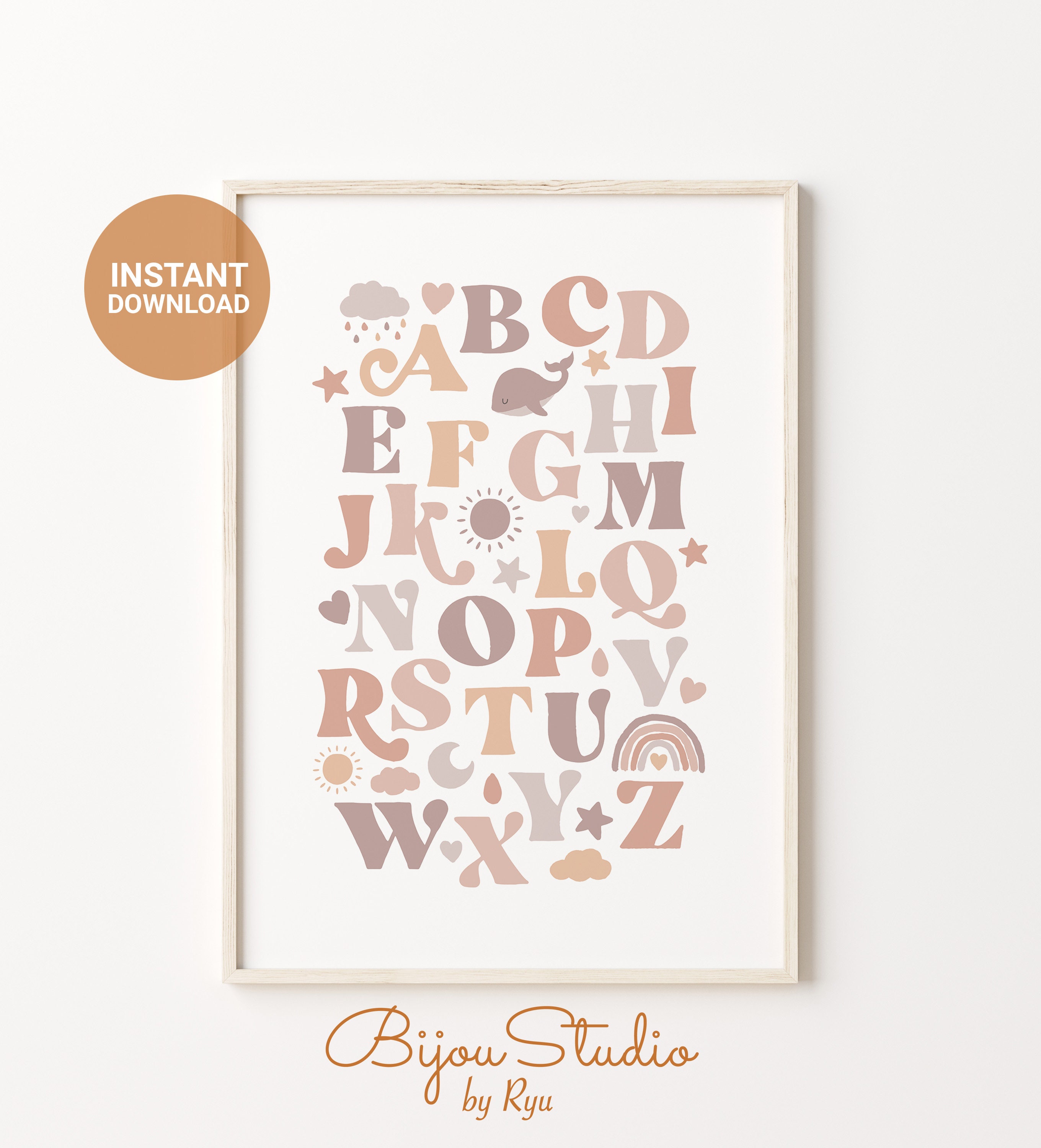 Alphabet Boho Nursery Printable Wall Art, ABC Gender Neutral Poster ...