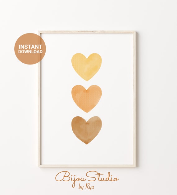 Hearts Boho Nursery Printable Wall Art Gender Neutral Wall | Etsy