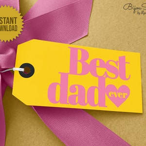 Best Dad Ever Gift Tag, Happy Fathers Day Gift Tag, 2x3.5 Printable ...