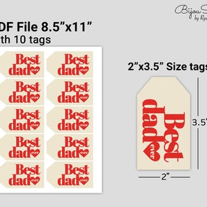 Best Dad Ever Gift Tag, Happy Fathers Day Gift Tag, 2x3.5 Printable ...