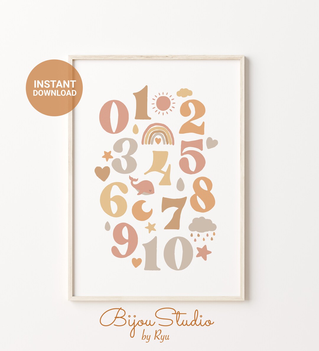 Numbers Boho Nursery Printable Wall Art Numbers Gender - Etsy