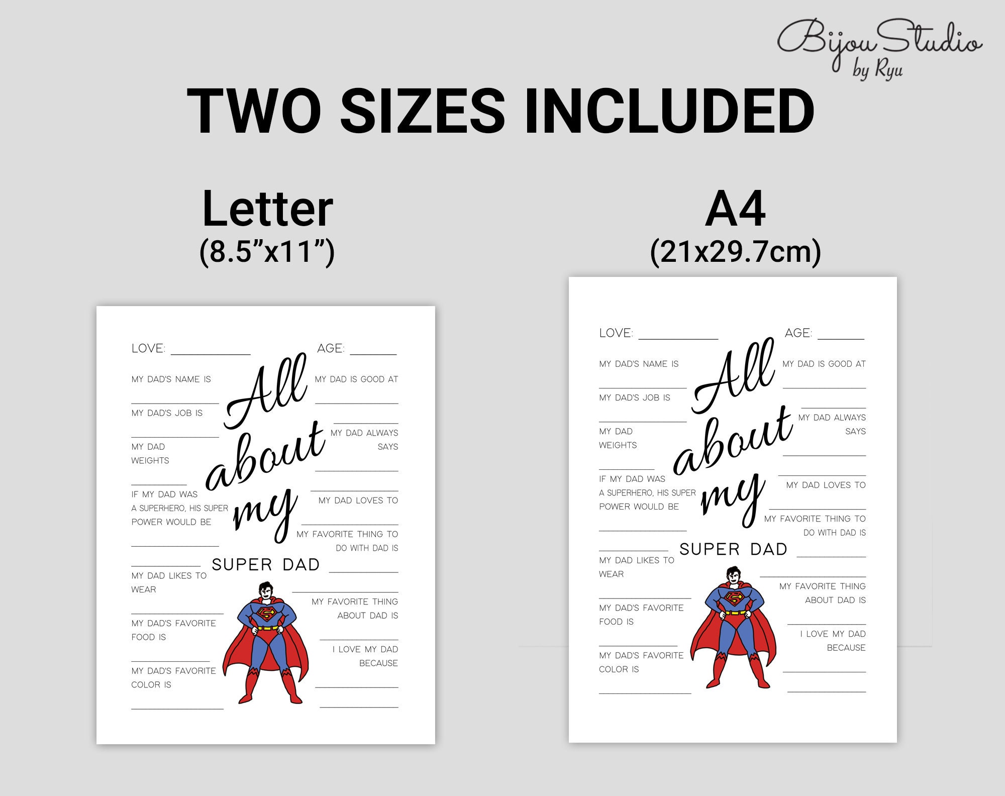 All About My Dad Printable Fathers Day Gift From Kids - Etsy