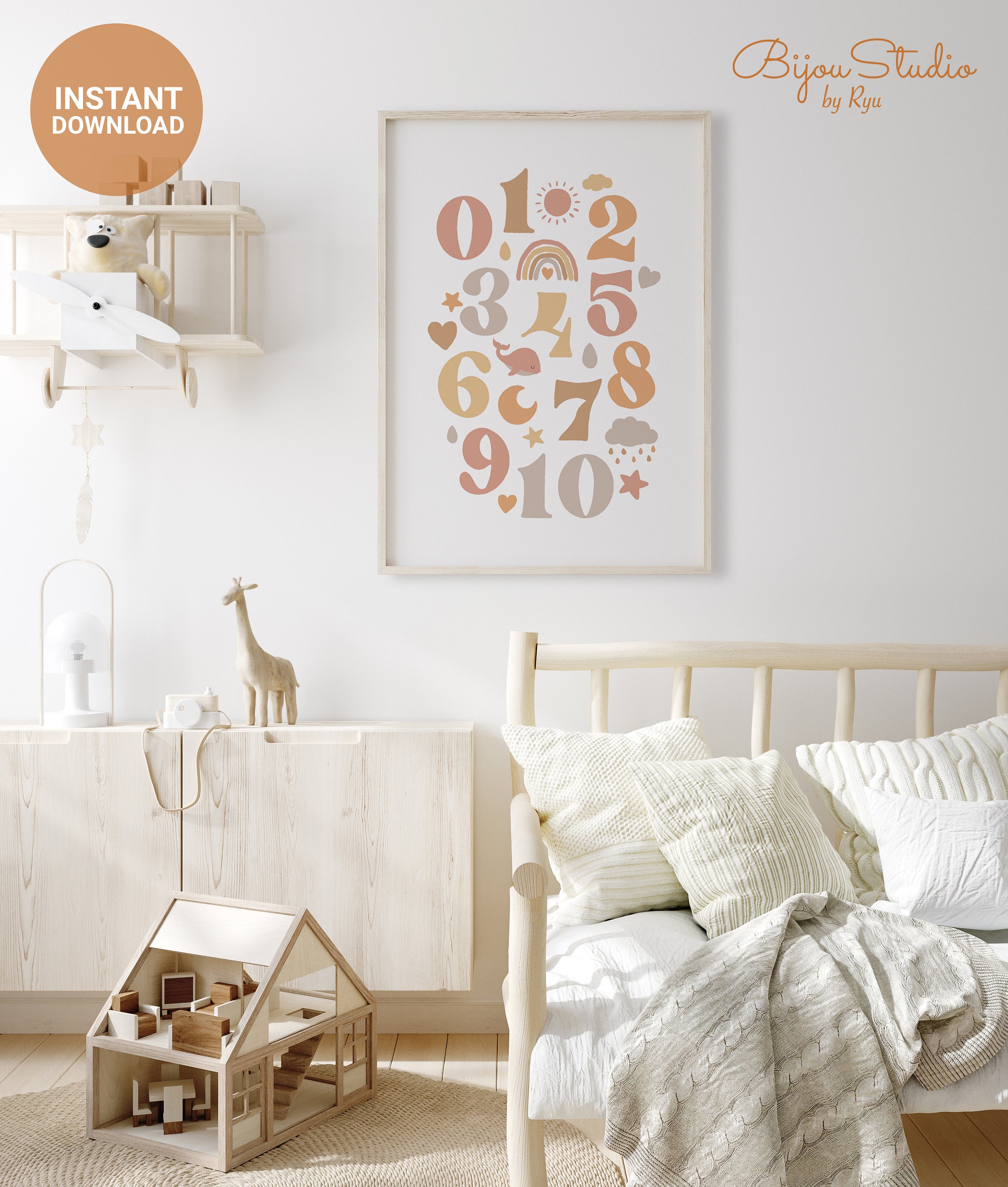 Numbers Boho Nursery Printable Wall Art Numbers Gender - Etsy