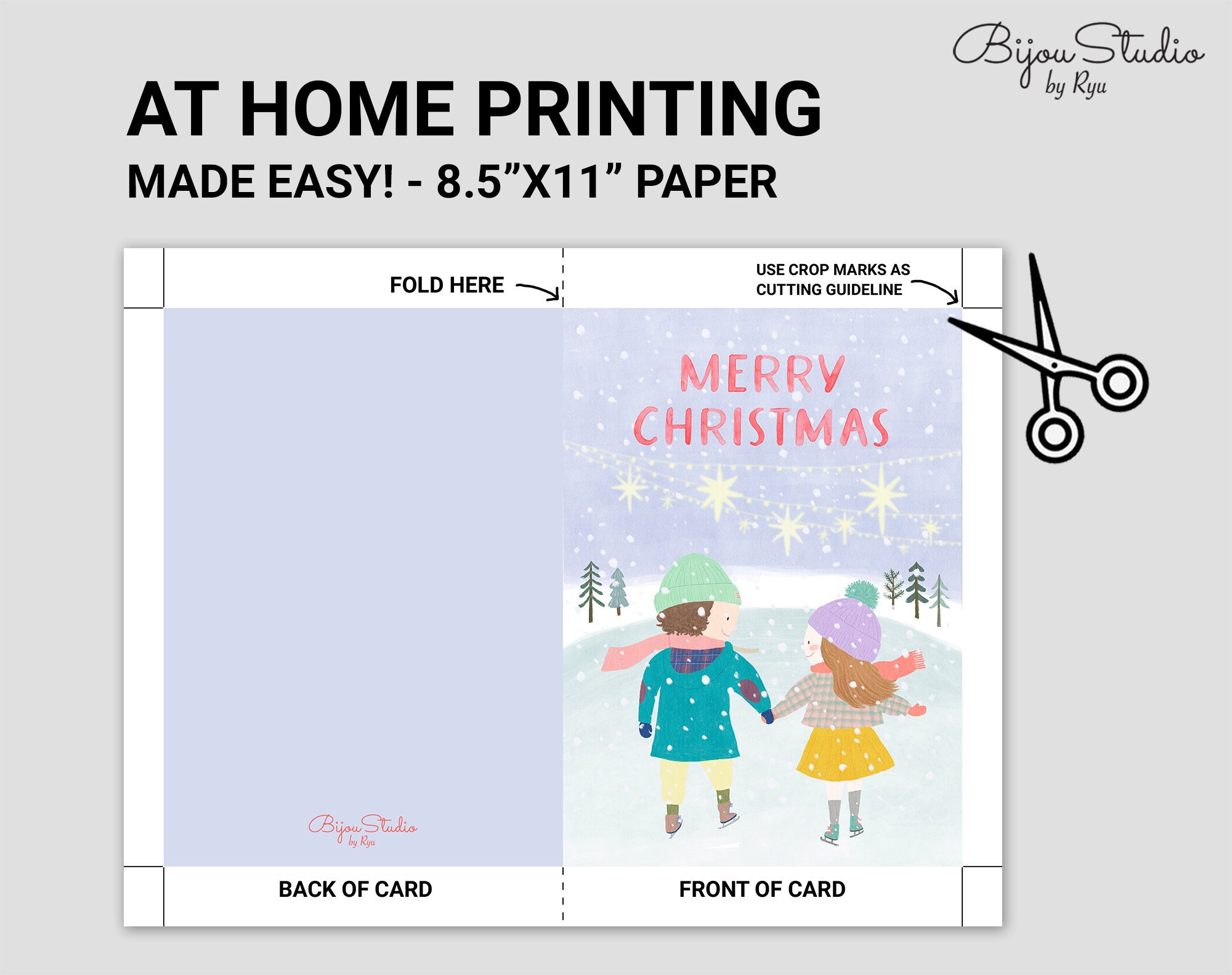 Printable Let It Snow Merry Christmas Card Xmas Pastel - Etsy