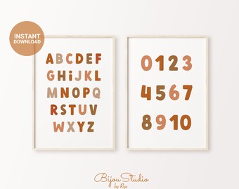 Set of 2 Boho Nursery Printable Wall Art Sun Moon Gender - Etsy