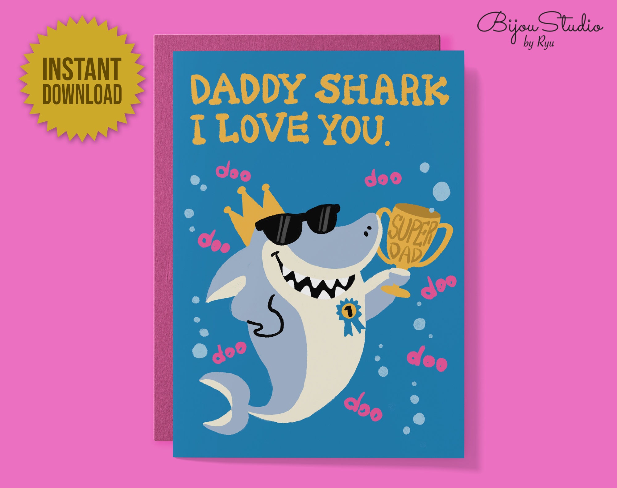 Printable Daddy Shark Card First 1st Fathers Day Card Baby - Etsy