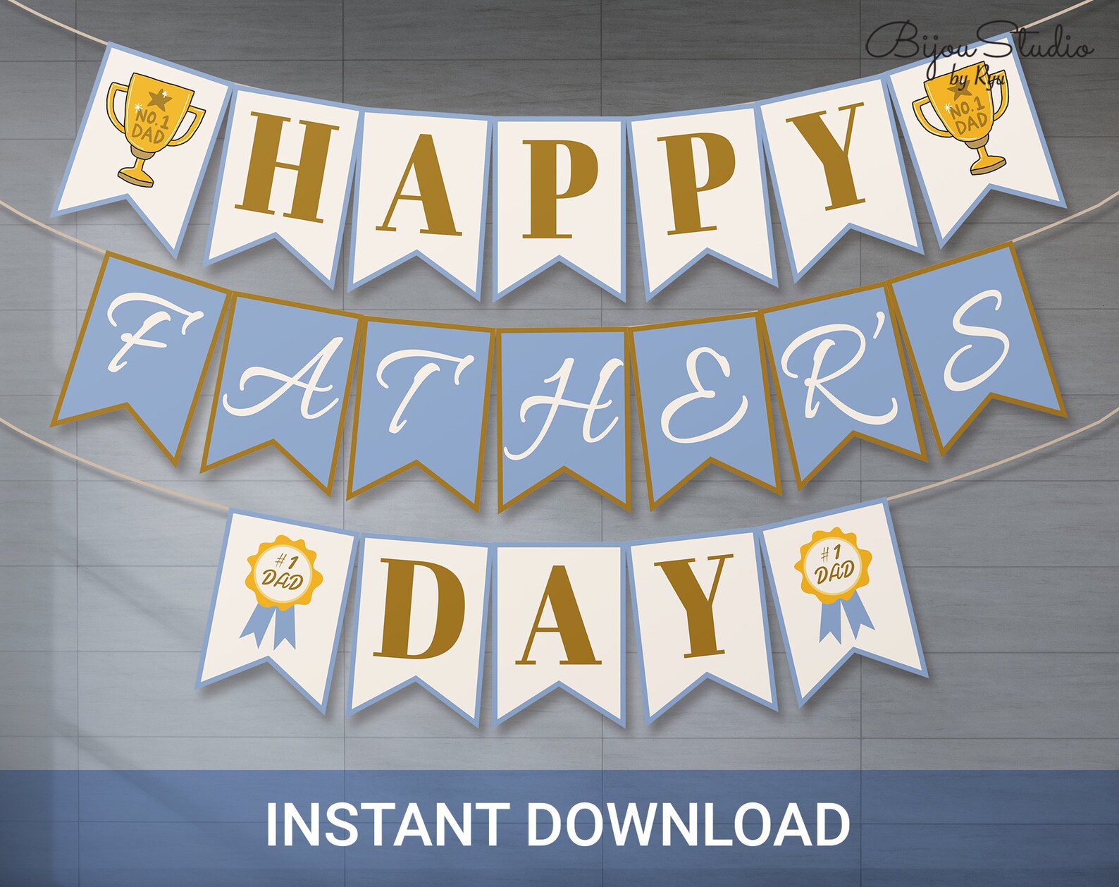 Printable Fathers Day Banner, Happy Fathers Day Party DIY Decor ...