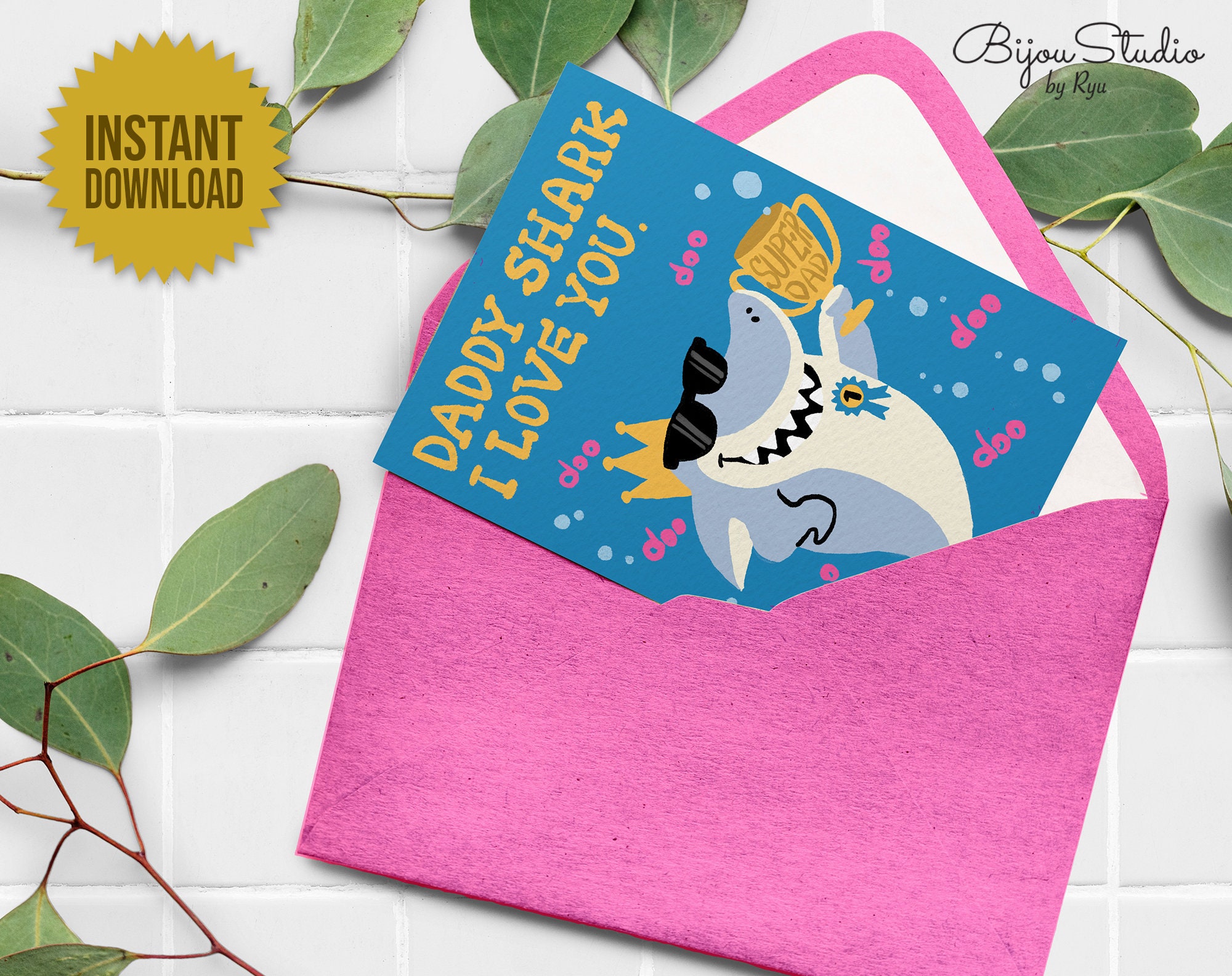 Printable Daddy Shark Card First 1st Fathers Day Card Baby - Etsy