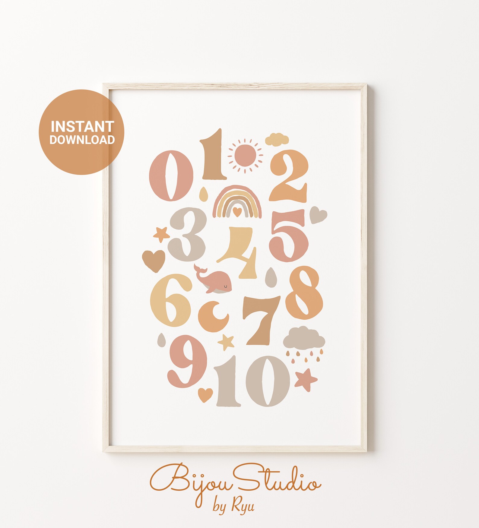 Set of 2 Alphabet and Numbers Boho Nursery Printable Wall Art - Etsy