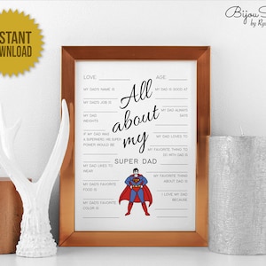 All About My Dad, Printable Fathers Day Gift From Kids, Questionnaire ...