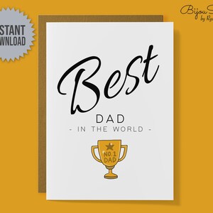 Printable Best Dad Card, Happy Fathers Day Downloadable Card, Card for ...