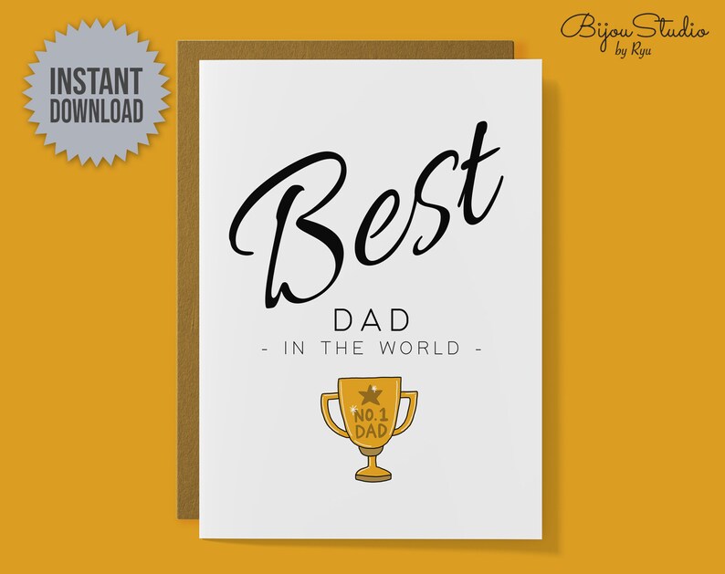 Printable Best Dad Card Happy Fathers Day Downloadable Card - Etsy