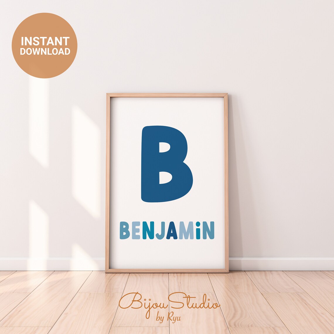 Personalized Baby Name Blue Printable Nursery Wall Art Custom - Etsy