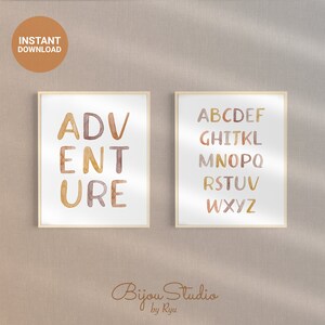 Set of 2 Alphabet Adventure Boho Nursery Printable Wall Art - Etsy