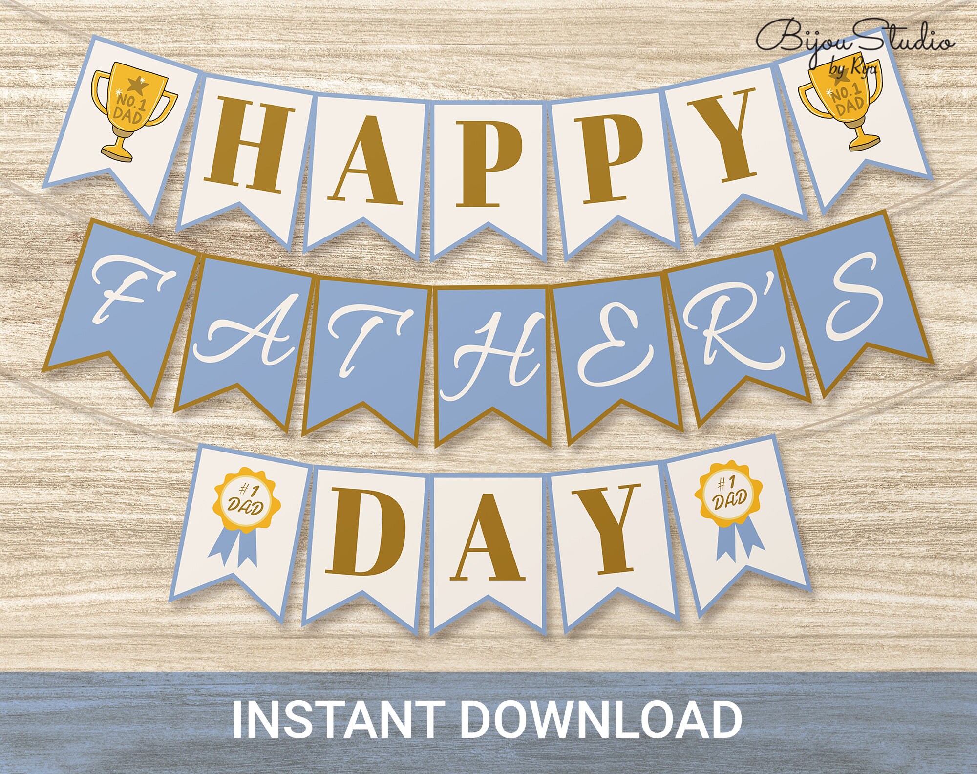 Printable Fathers Day Banner, Happy Fathers Day Party DIY Decor ...