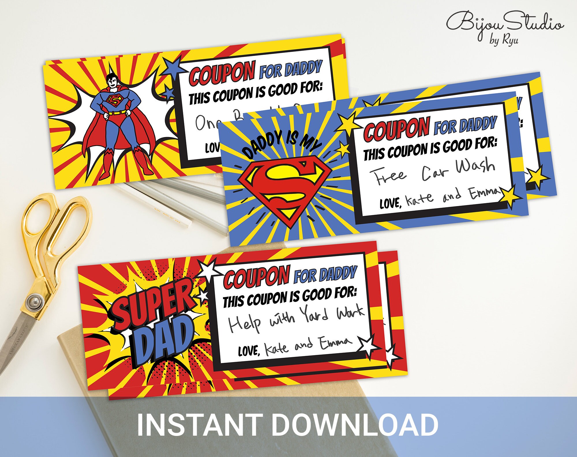 Printable Super Dad Fathers Day Coupon Happy Fathers Day DIY - Etsy
