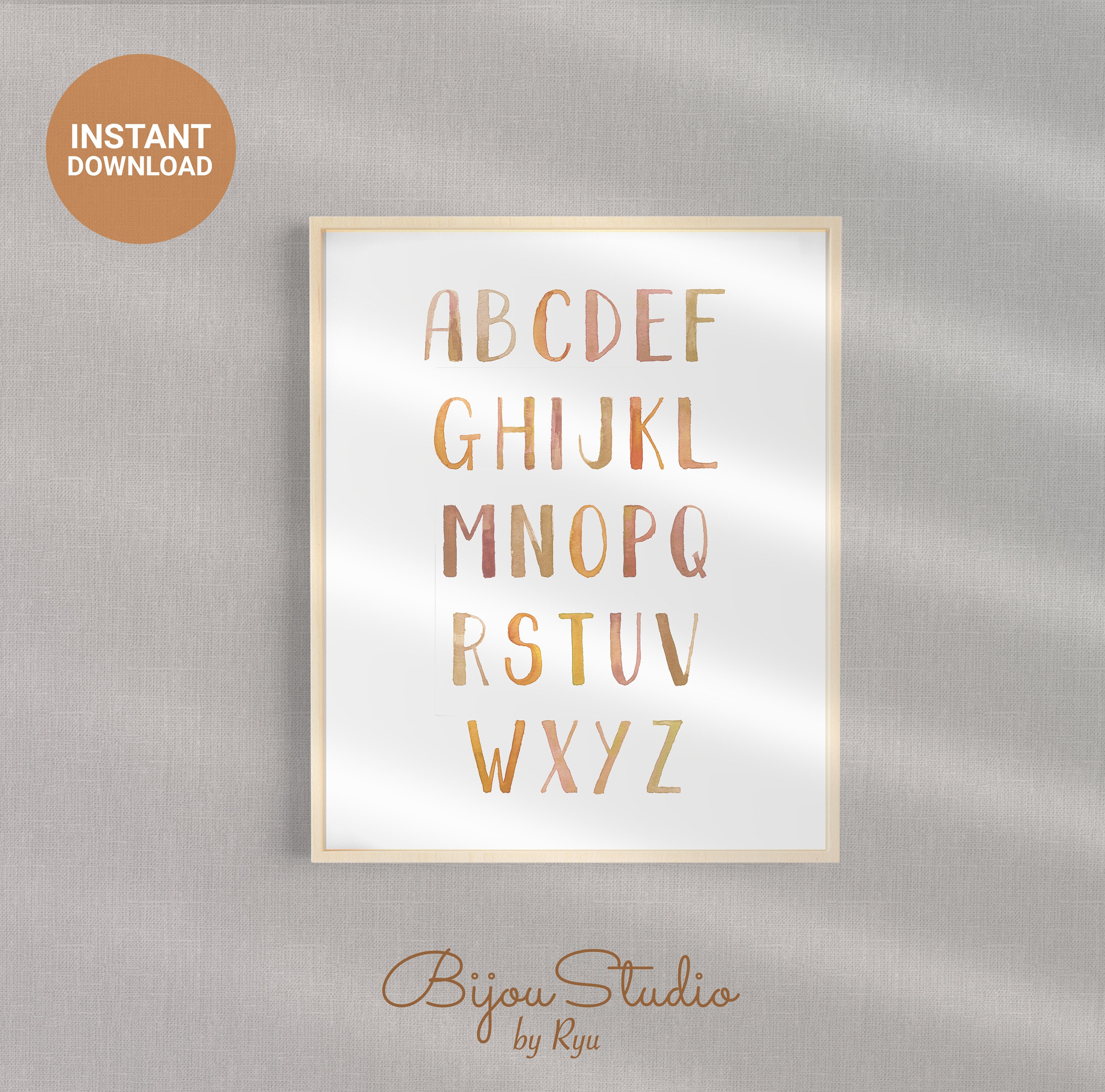 Alphabet Boho Nursery Printable Wall Art ABC Gender Neutral | Etsy