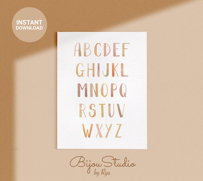 Alphabet Boho Nursery Printable Wall Art ABC Gender Neutral | Etsy