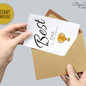 Printable Best Dad Card, Happy Fathers Day Downloadable Card, Card for ...