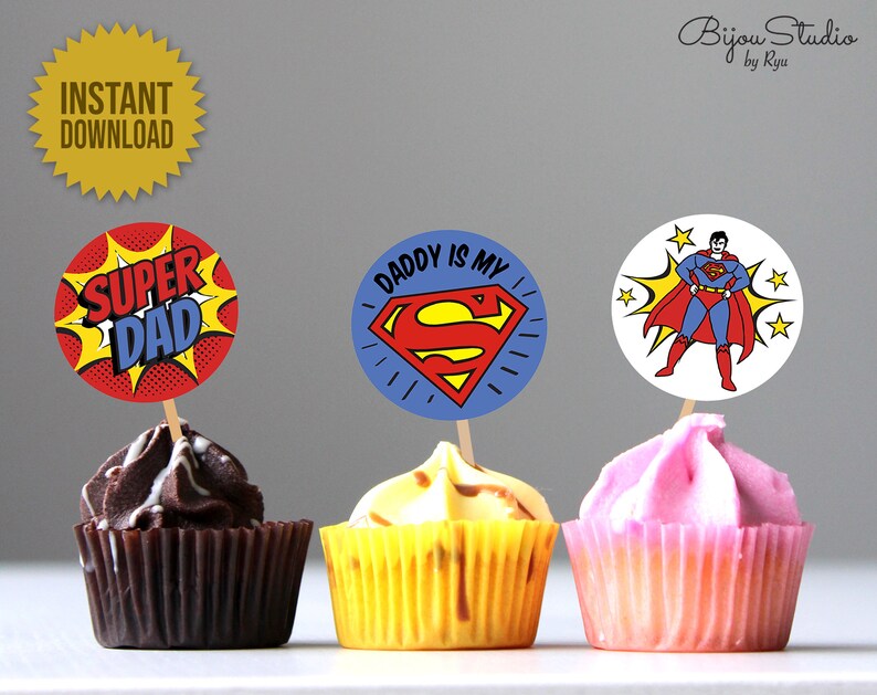 Printable Super Dad Cake Topper Happy Fathers Day Topper - Etsy