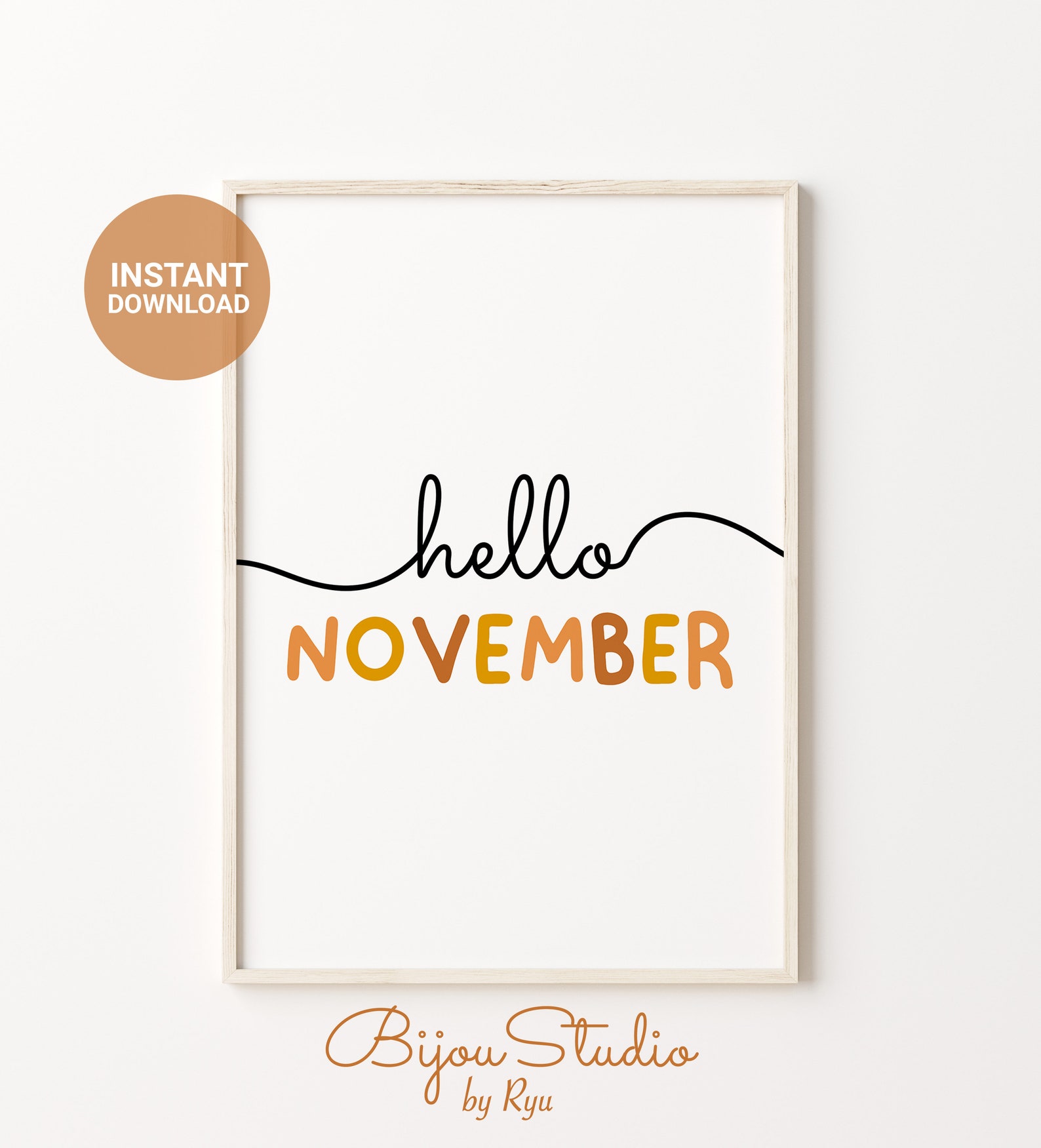 Set of 2 Hello November Boho Printable Wall Art Neutral Fall - Etsy