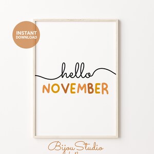 Set of 2 Hello November Boho Printable Wall Art Neutral Fall - Etsy