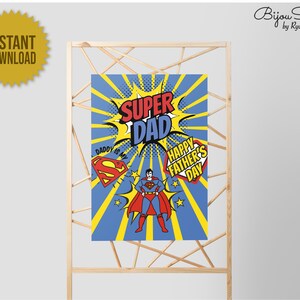Printable Super Dad Sign, Fathers Day Print 8x10, Happy Fathers Day ...