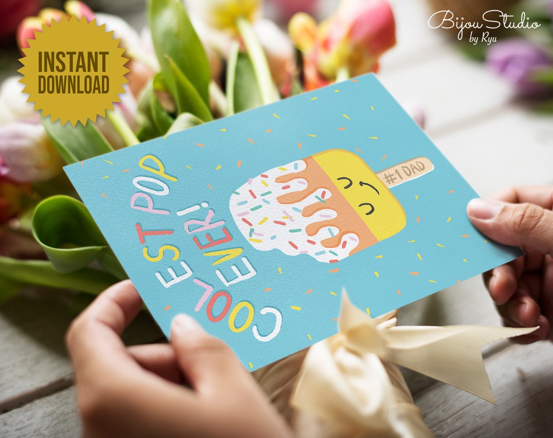 Coolest Pop Ever Happy Fathers Day Downloadable Card Card - Etsy