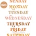 Days of the Week Boho Nursery Printable Wall Art Educational - Etsy