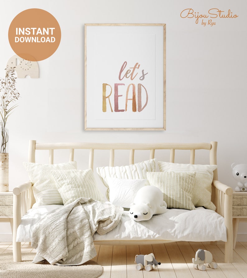 Let's Read Boho Nursery Quotes Printable Wall Art Gender - Etsy