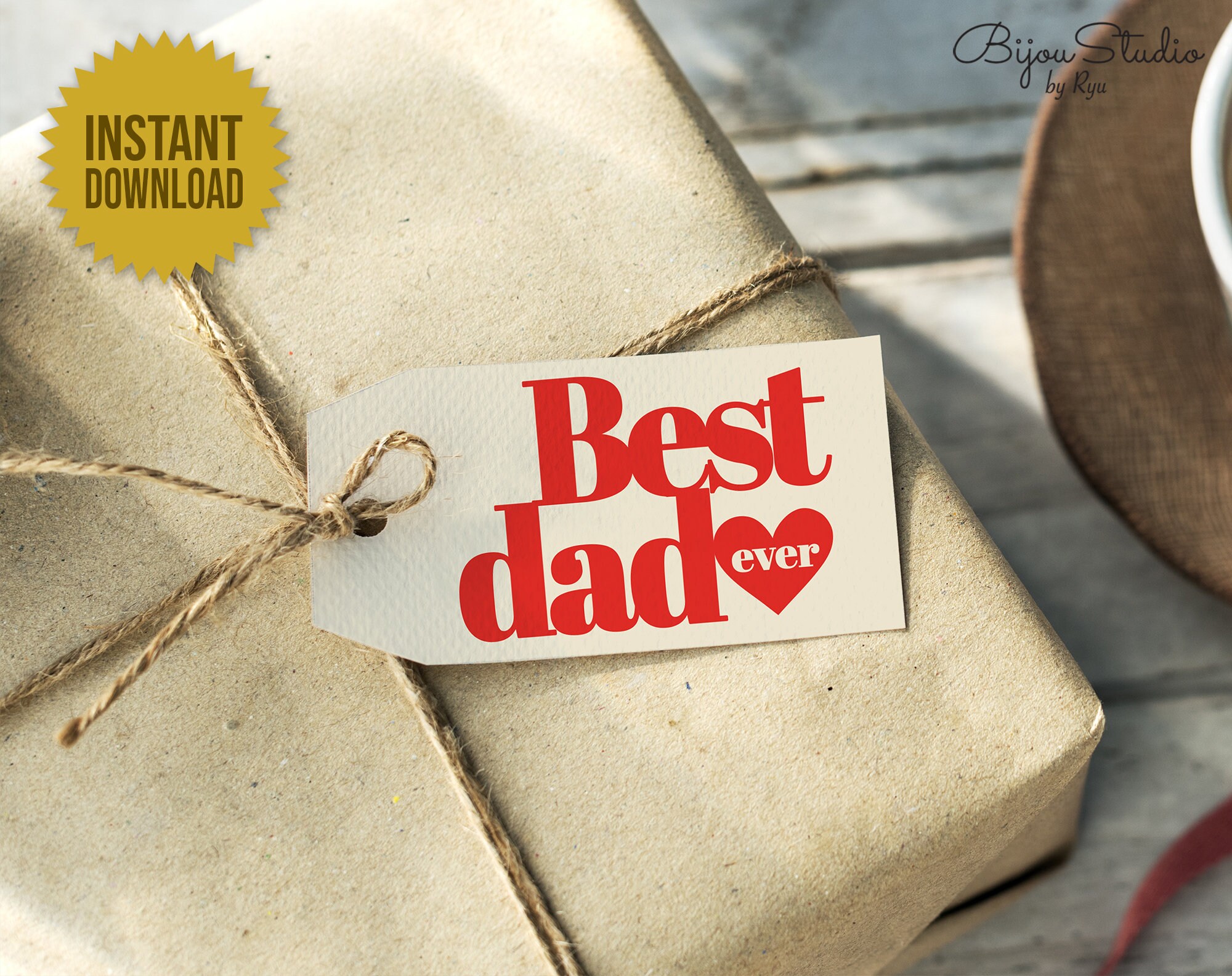 Best Dad Ever Gift Tag, Happy Fathers Day Gift Tag, 2x3.5 Printable ...