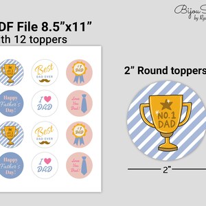 Printable Best Dad Cake Topper, Happy Fathers Day Topper, 2 Round ...