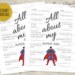 All About My Dad, Printable Fathers Day Gift From Kids, Questionnaire ...