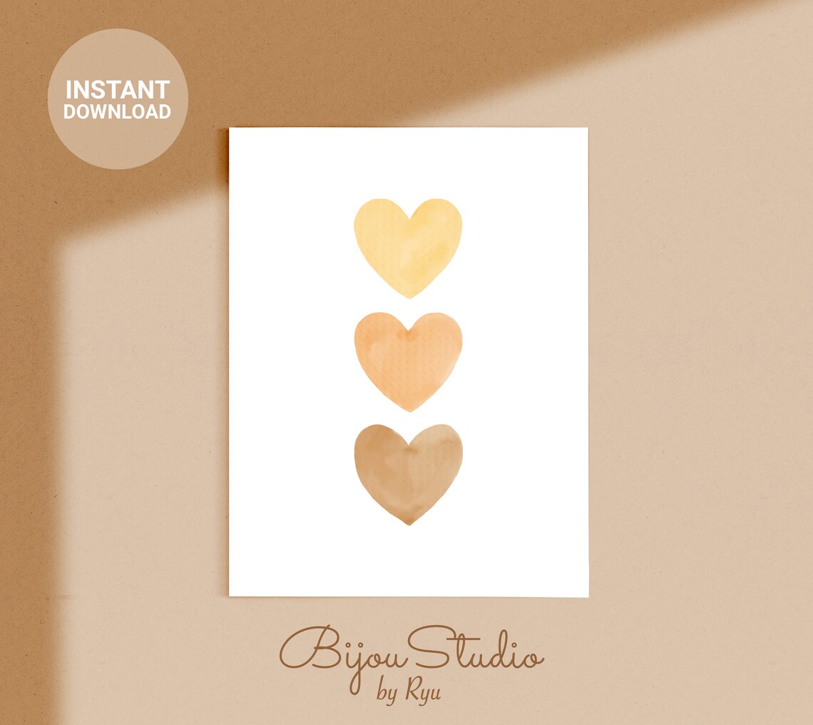 Hearts Boho Nursery Printable Wall Art Gender Neutral Wall | Etsy