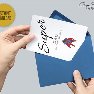 Printable Super Dad Card, Happy Fathers Day Downloadable Card, Card for ...