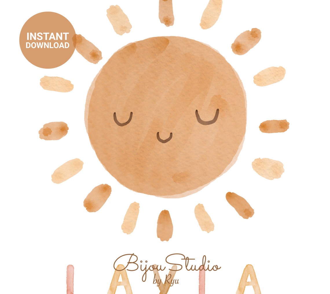 Personalized Baby Name Boho Sun Printable Nursery Wall Art - Etsy
