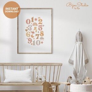 Numbers Boho Nursery Printable Wall Art Numbers Gender - Etsy